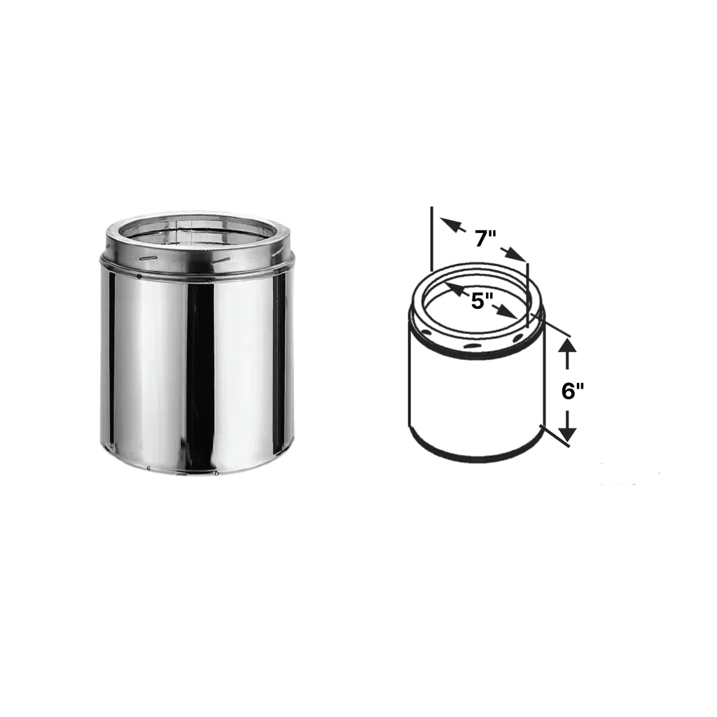 Duravent DuraTech 8" Diameter 6" Long Stainless Steel Chimney Pipe 8DT ...